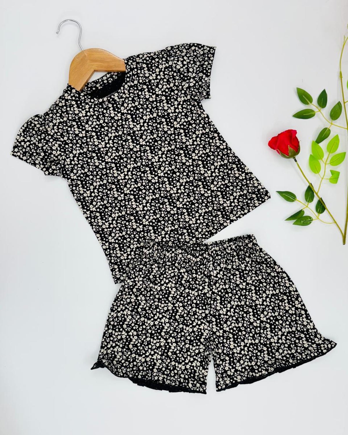 Girls Bloom Dot Print T-Shirt & Frill Shorts – Trendy Co-ord Set - Blooming Buds Kids Wear